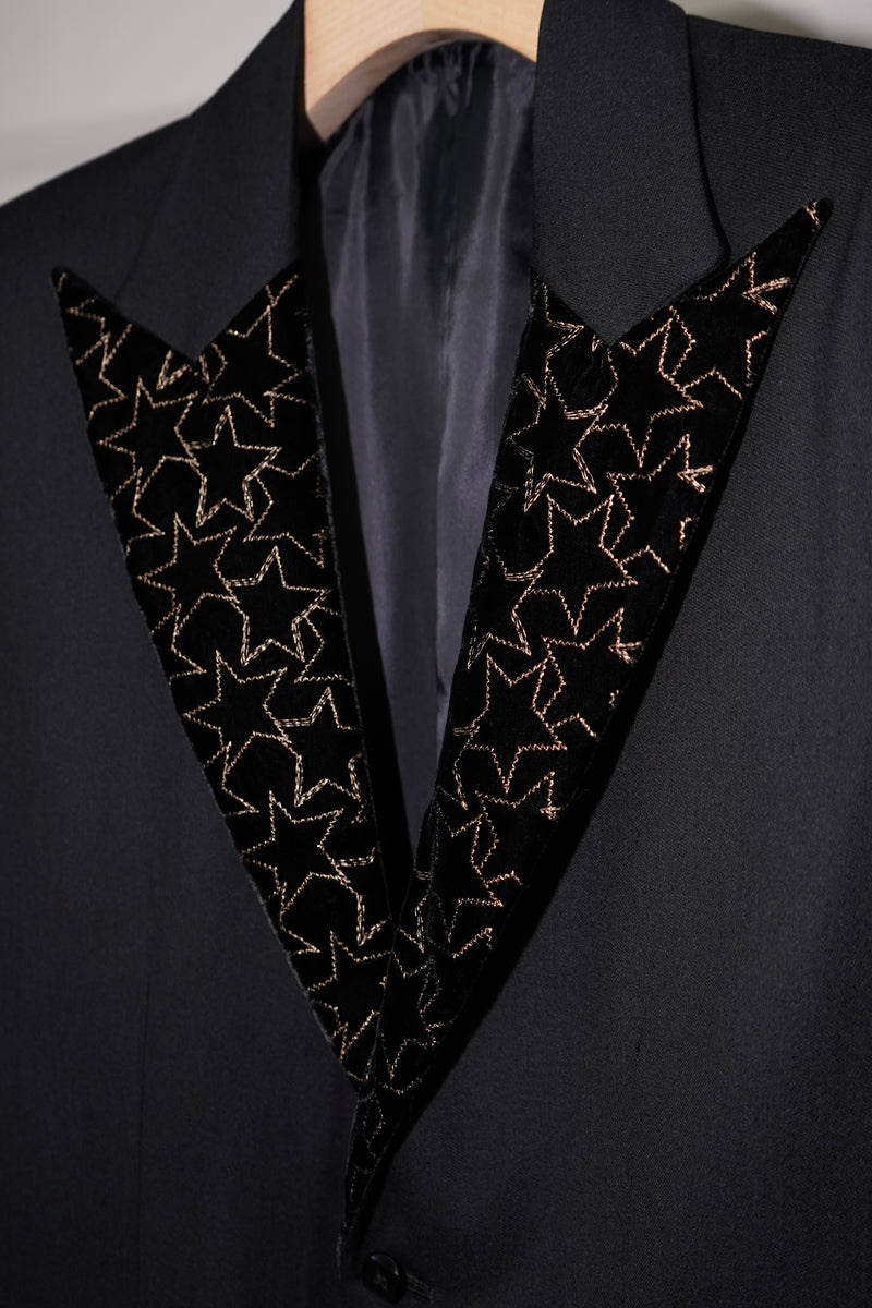 LAME STAR EMBROIDERED JACKET(BLACK) – blank